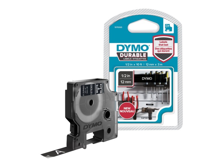 DYMO D1 - label tape - 1 cassette(s) - Roll (1.2 cm x 3 m) | AS Capital ...